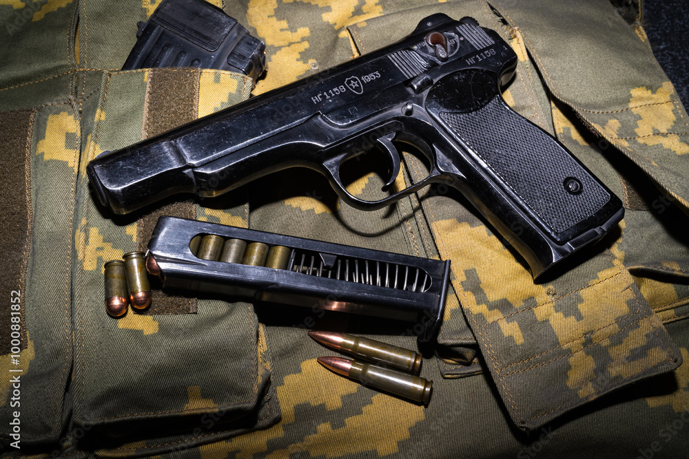 Baltics August 6, 2024. Soviet automatic 9mm pistol Stechkin, Aps ...