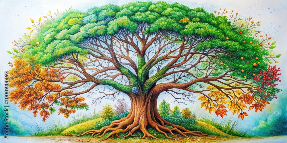 An elaborate tree illustration featuring complex branches and natural ...