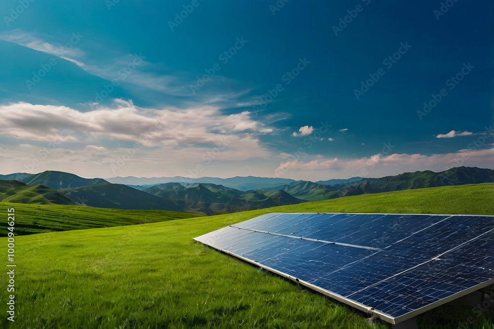 Realistic outdoor solar cell electric power generate panel system in ...