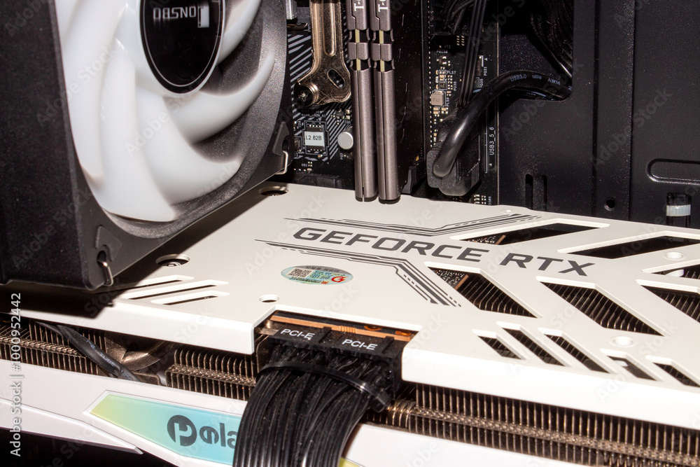 Computer components in the assembly.The computer is inside the ...