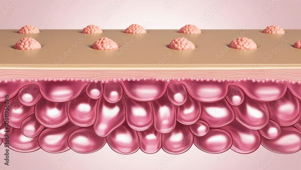 Digital Cross-Section of Human Skin Inflamed Upper Layer with Raised ...