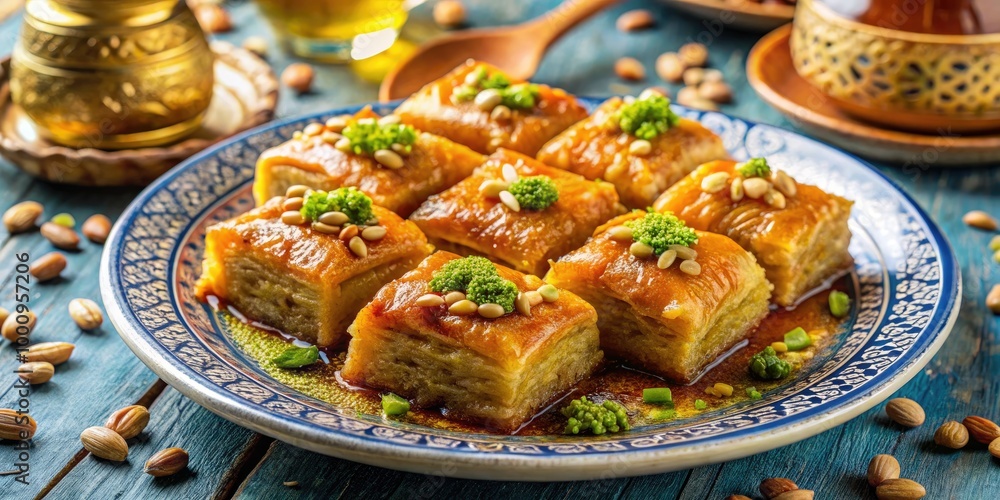 Savor the rich flavors of Turkish baklava, filled with honey and nuts ...
