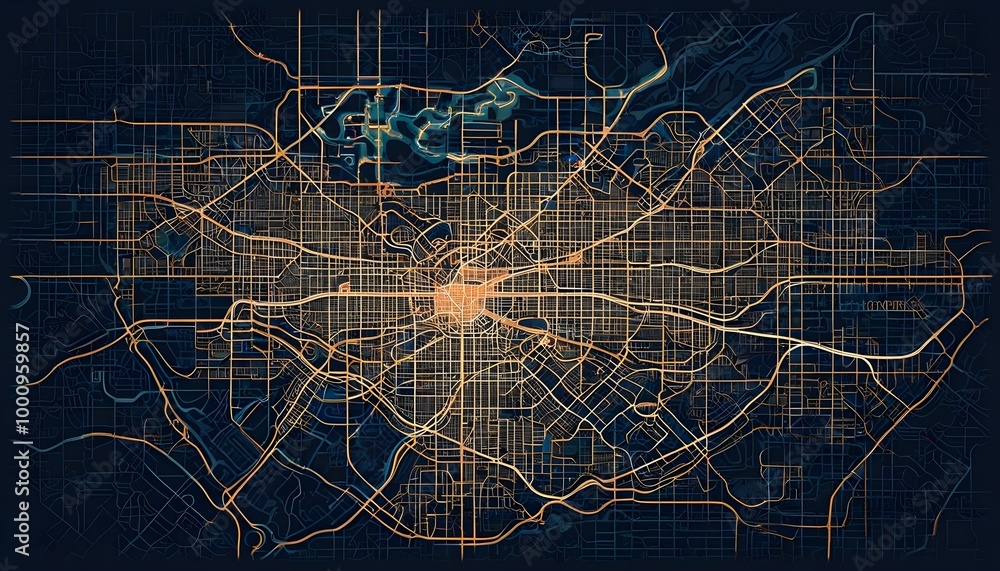 Artistic representation of Augusta, USA with a detailed city map ...