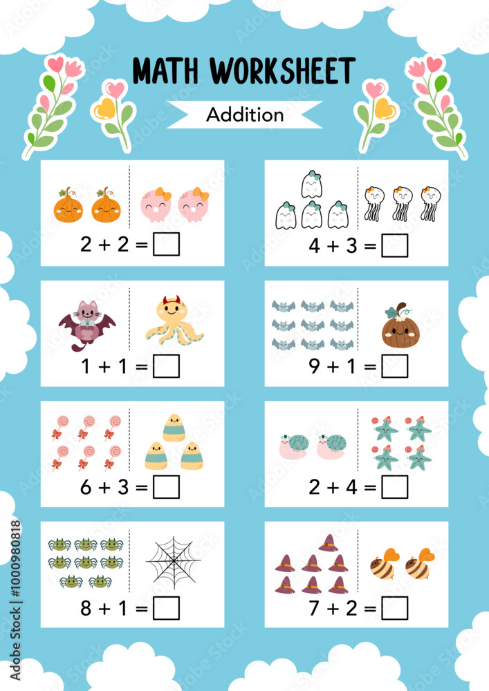 Math Worksheet educational how many activities for children. Learning addition, subtraction ...