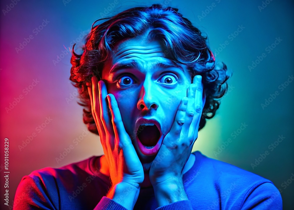 Emotional movie reaction with hands covering face, showcasing surprise ...