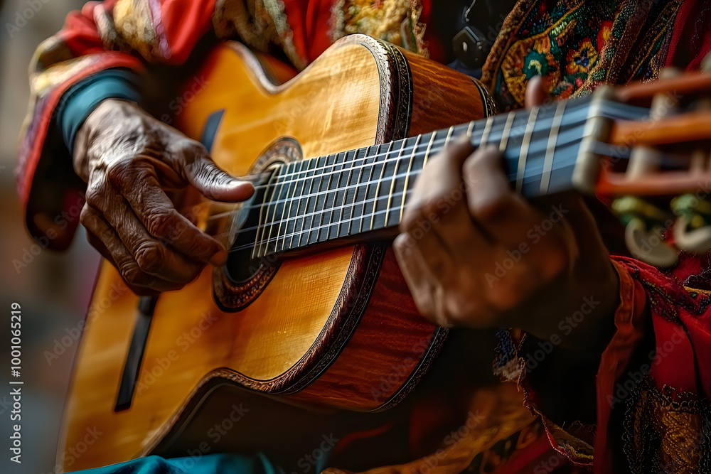 Musician playing a traditional mexican vihuela, showcasing the rich ...