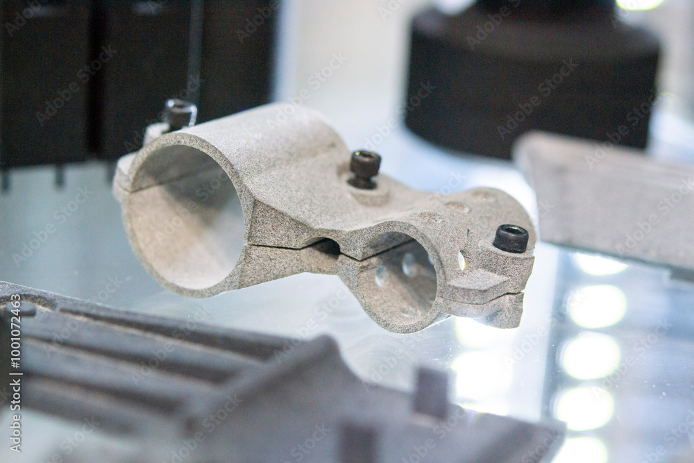 Various objects printed on a 3D printer from molten plastic powder ...