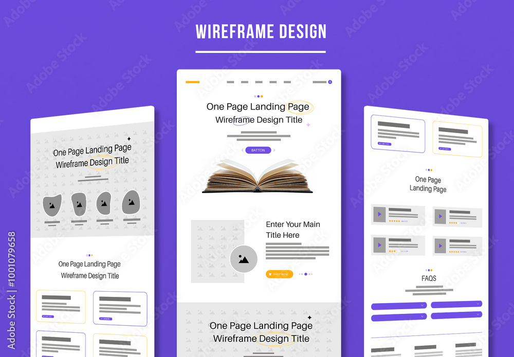 Landing Page Wireframe Design Template Stock Template | Adobe Stock