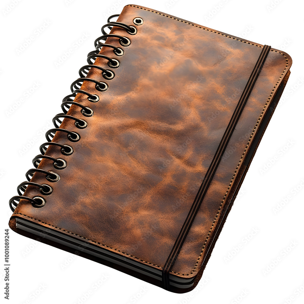 Elegant brown leather notebook with spiral binding, perfect for jotting ...