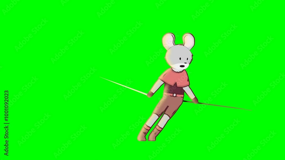 2d animated character of A fighting mouse with a sword or spear in her ...