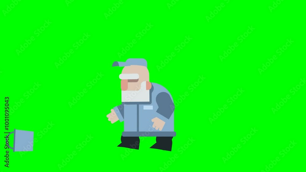 2d animated character of old guard or the cleaner or the janitor is ...