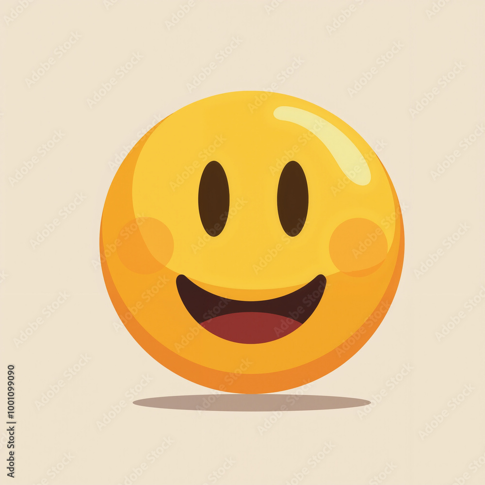 emoji yellow smiley face with an open mouth, showing teeth. The face is ...