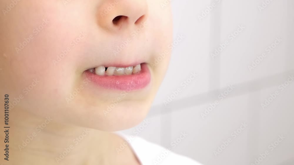 The child shows his tongue, teeth and tongue. Classes with a speech ...