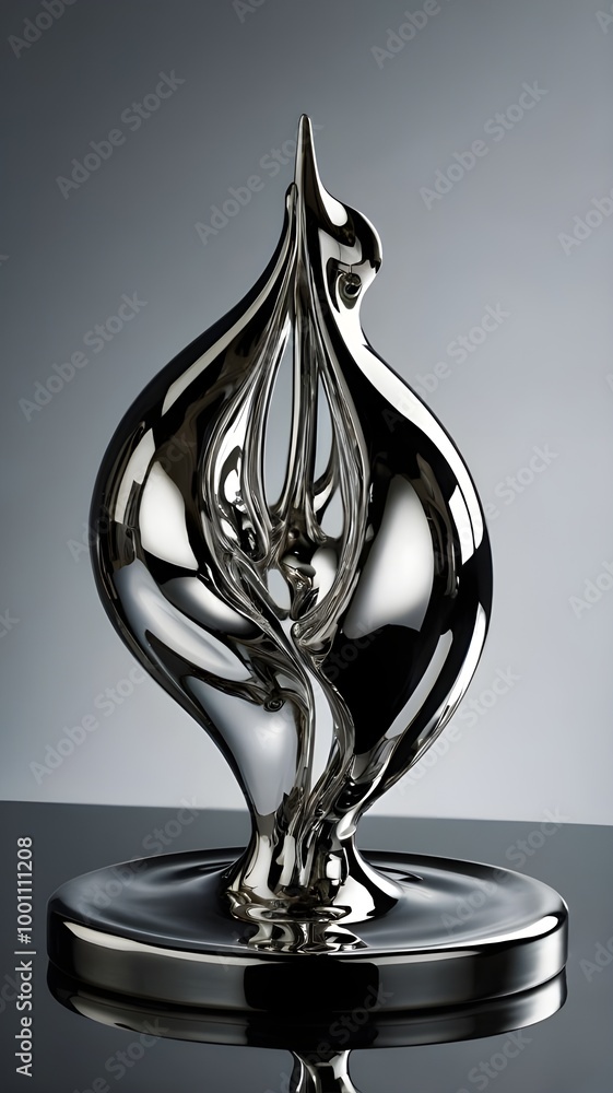 An image depicting liquid metal sculptures that defy gravity, floating ...