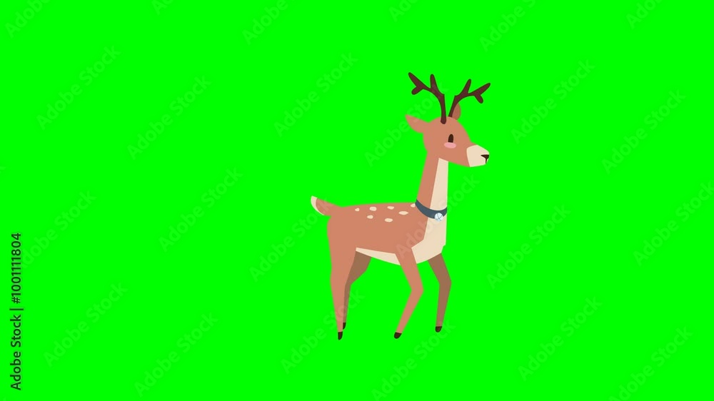 2d animated character of A running and jumping deer enters the scene ...