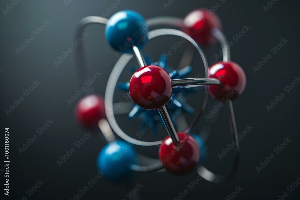 Molecular model structure displaying the bonds between atoms, creating ...