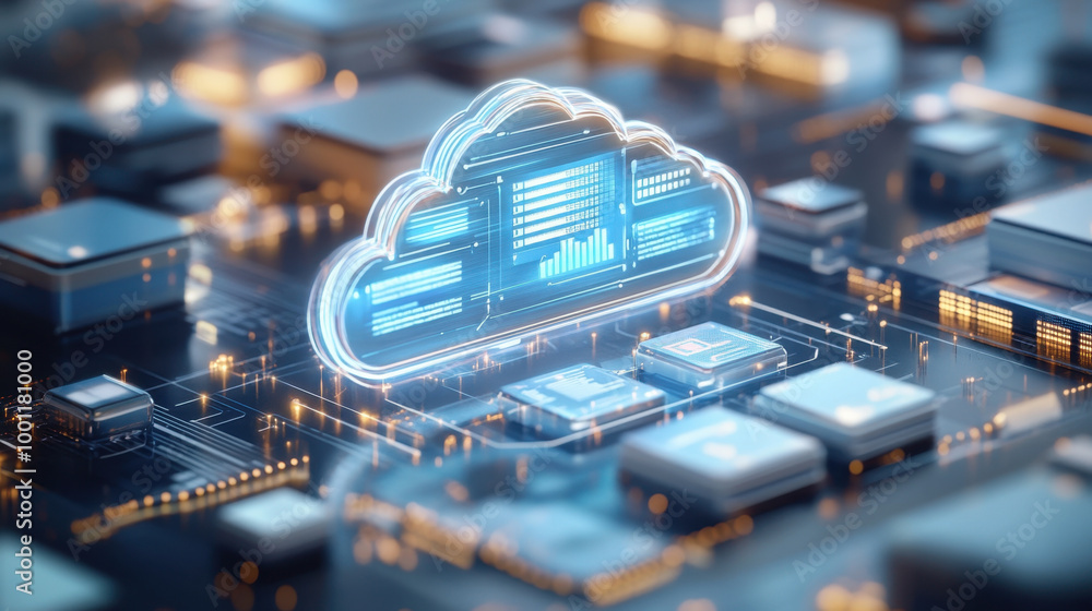Cloud file integration, A striking holographic interface depicts the ...