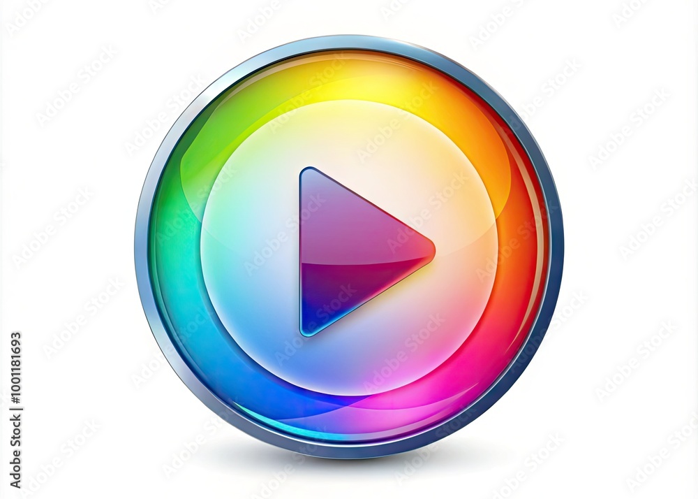 Colorful play button icon with a transparent background, symbolizing ...