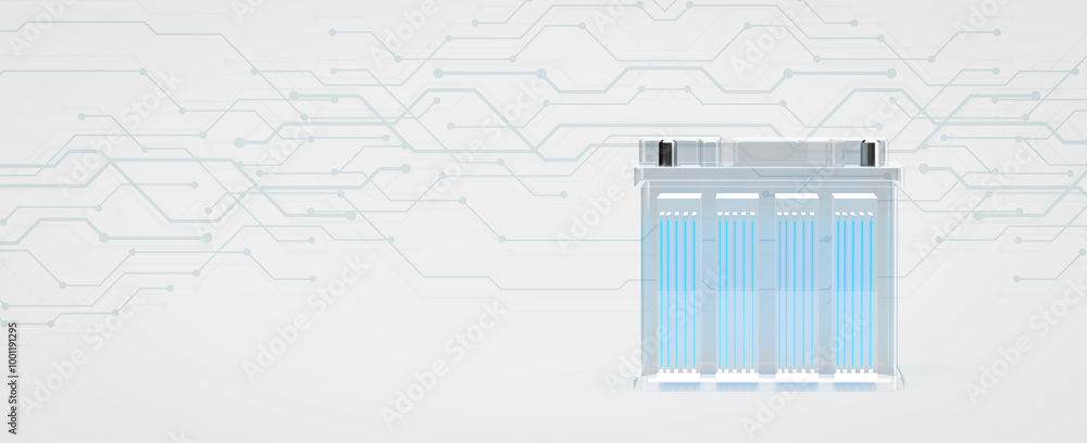Car blue 12v battery. Energy capacity. The pattern of the electricity ...