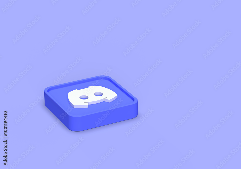 Discord messenger icon and cube, box. 3d render on the topic of social ...