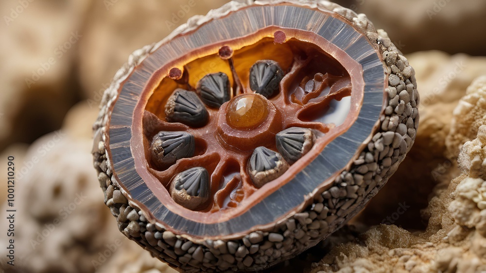 Macro image of a kidney stone in sharp 4K resolution, showing intricate ...