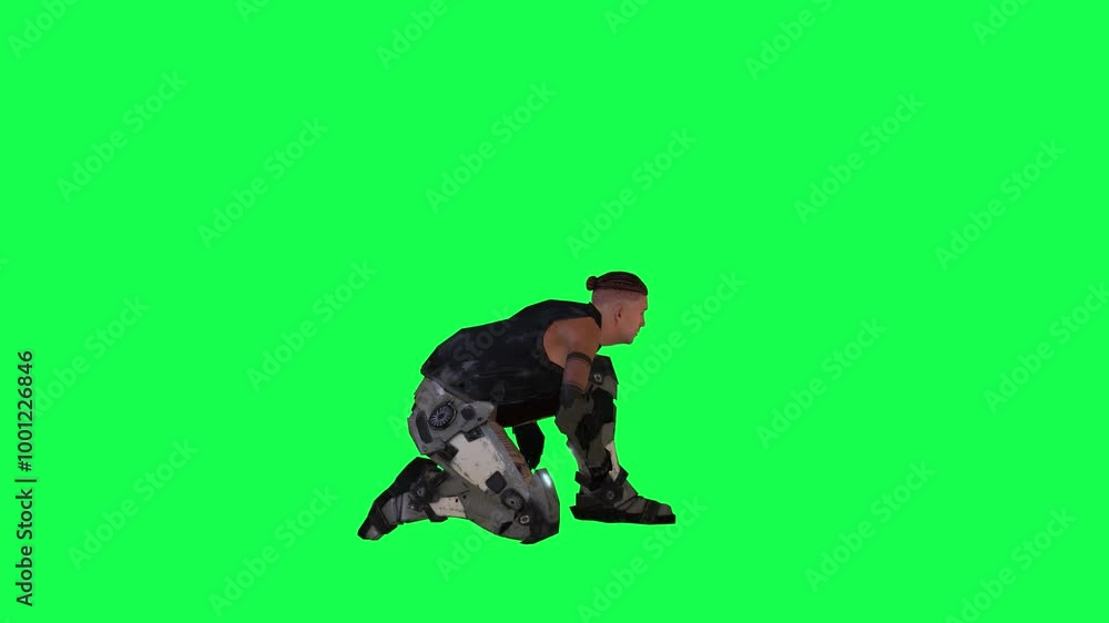 3D animated warrior soldier throwing grenade from left angle on green ...