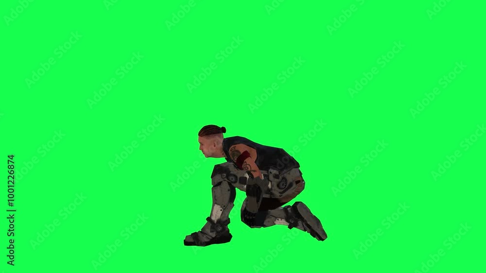 3D animated warrior soldier throwing grenade from right angle on green ...
