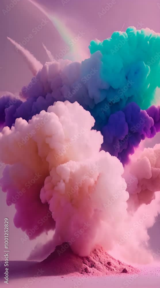 Various pastel colors powder explosion Pink blue purple green colored ...