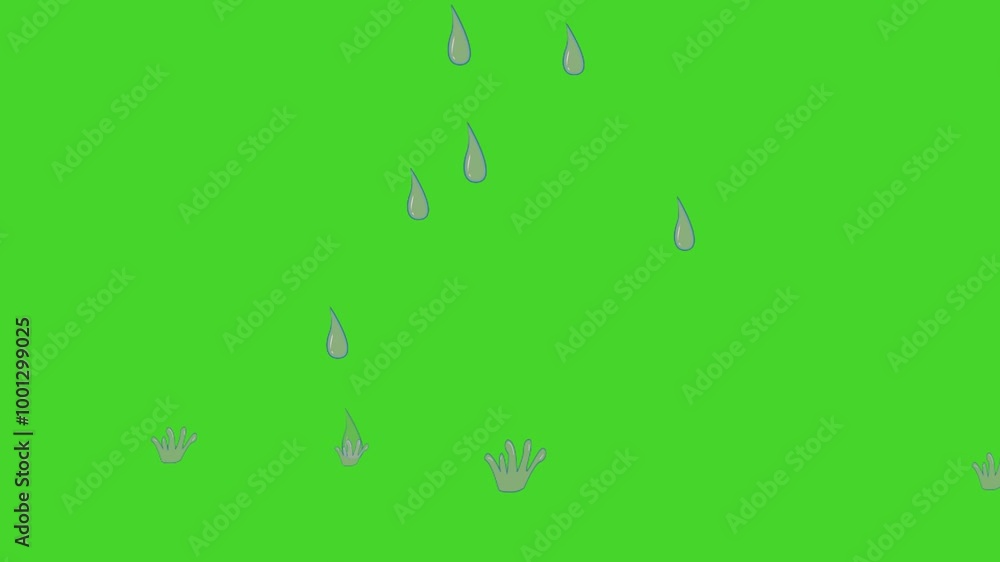 2d animated character of Particles and drops of rain falling and ...