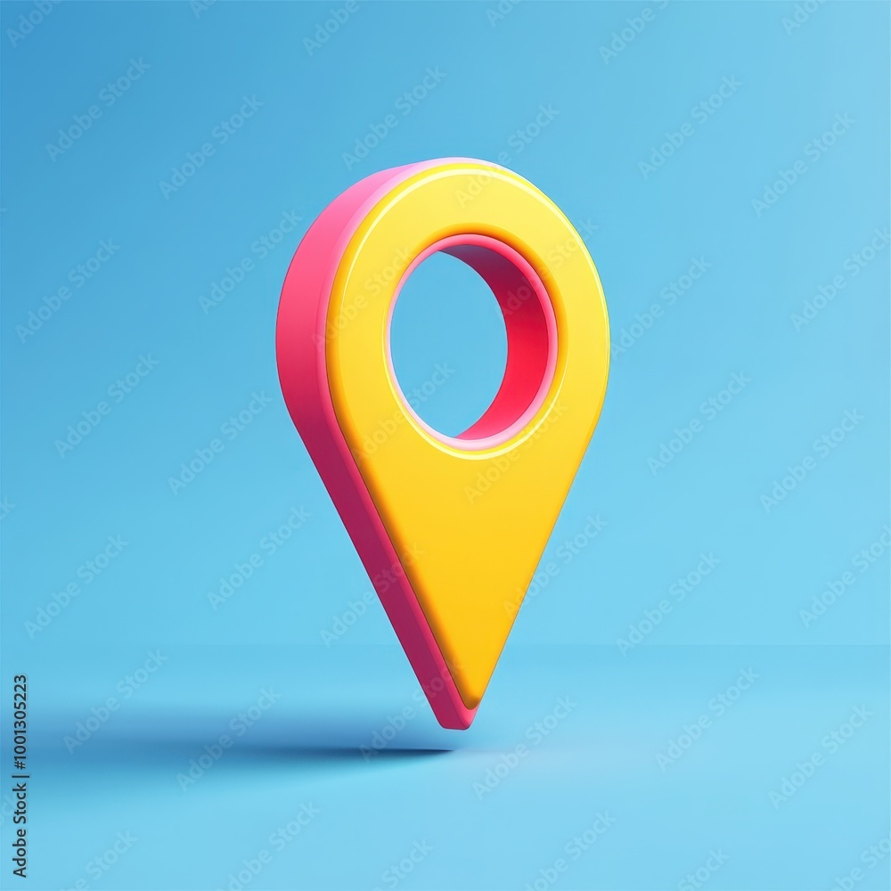 Bright and colorful location pin icon, stylized in a modern design, set ...