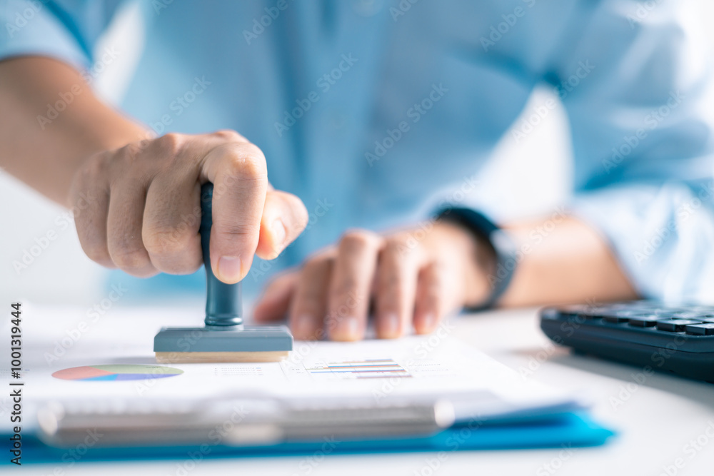 Notary placed their stamp of approval on the document as the lawyer and ...