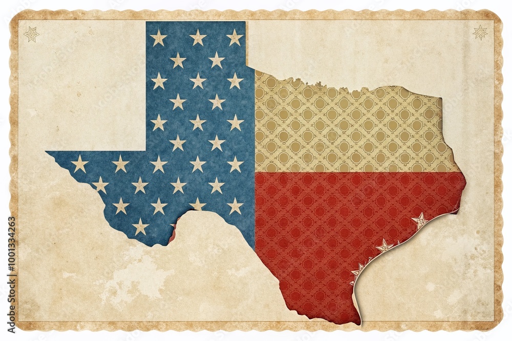 Vintage-inspired illustration of the Lone Star State, featuring a ...