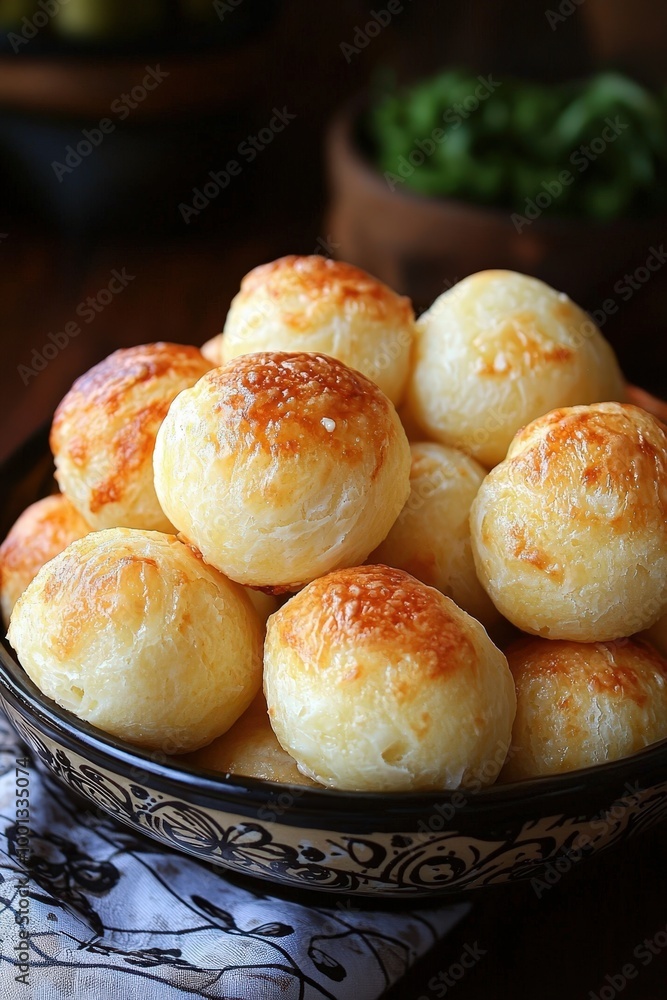 Pão de Queijo: Small, cheesy, chewy bread rolls made from cassava flour ...