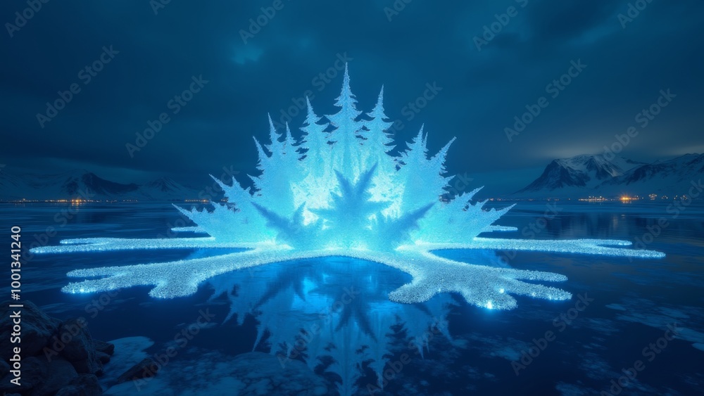Generative AI, a snowflake is shown in the middle of the water with ...