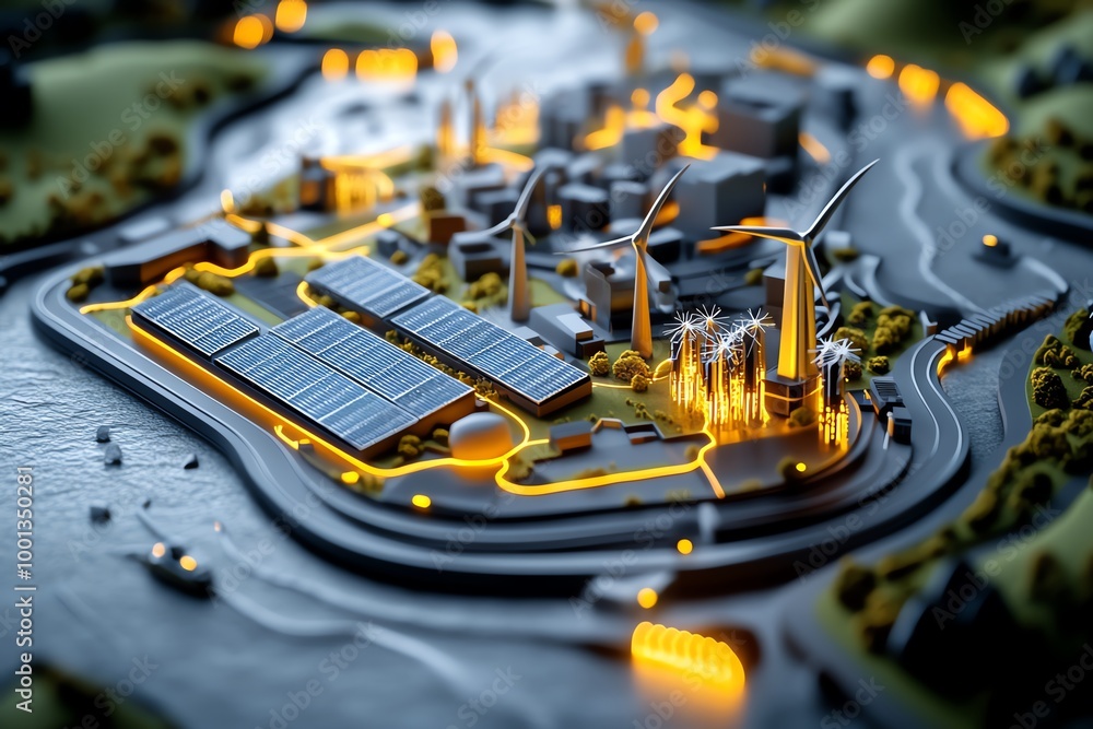 3D digital interactive map of a renewable energy grid, showing how ...