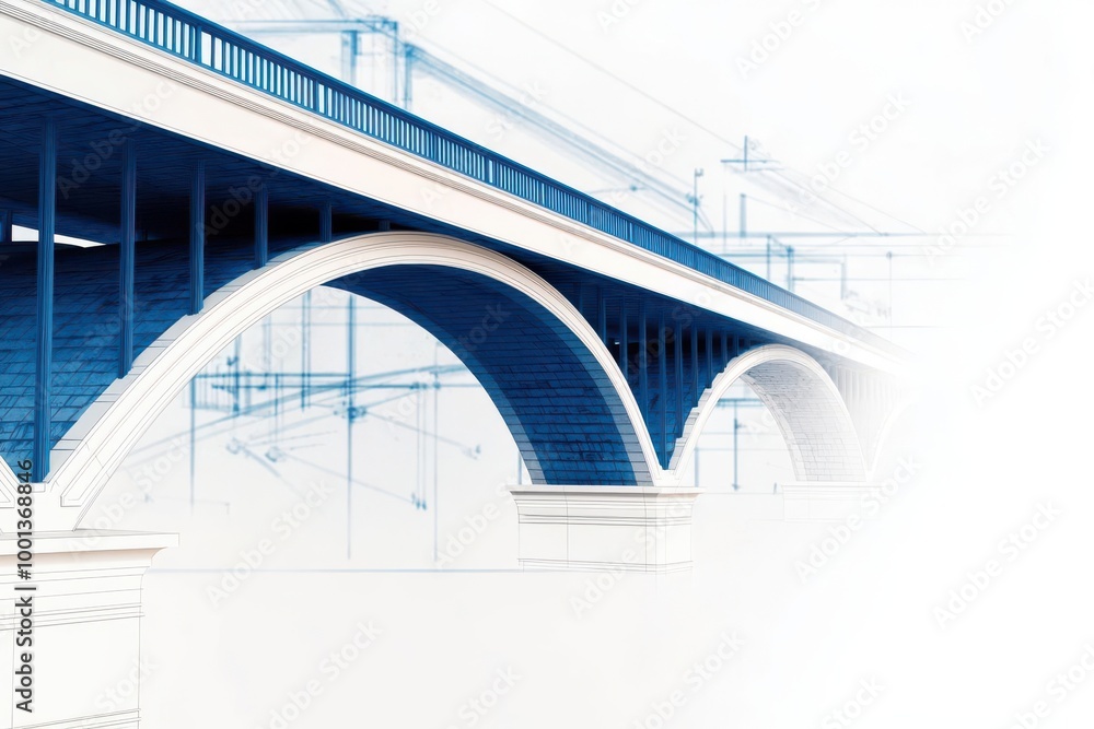 Civil engineering blueprints of a bridge, highlighting foundation plans ...