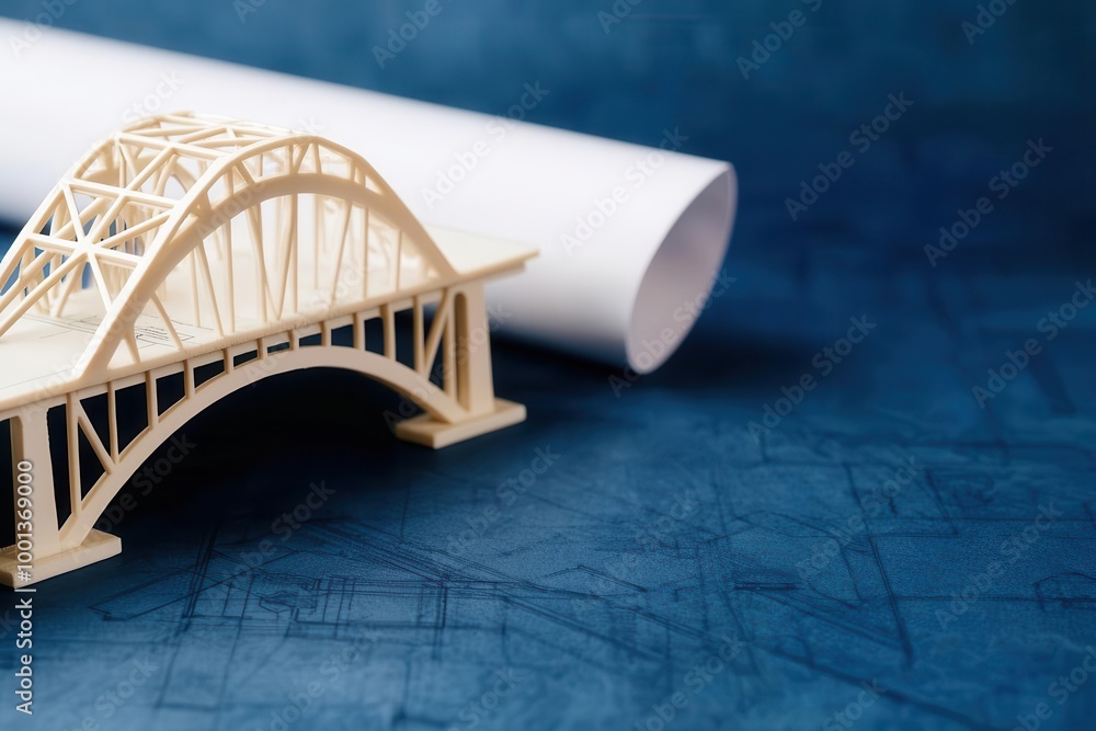 Civil engineering blueprints of a bridge, highlighting foundation plans ...