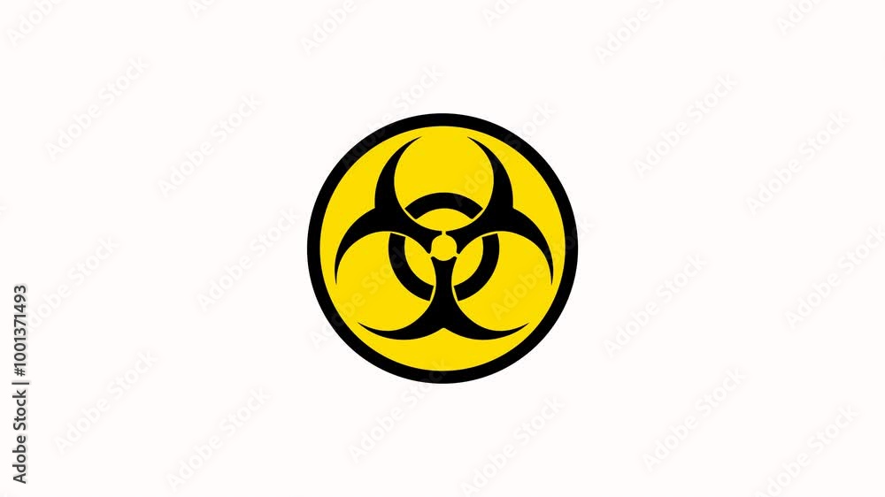 Animated Warning sign of virus. Biohazard symbol sign of biological ...