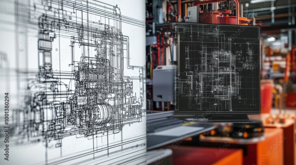 A side-by-side portrayal of a completed electrical engineering plan and ...