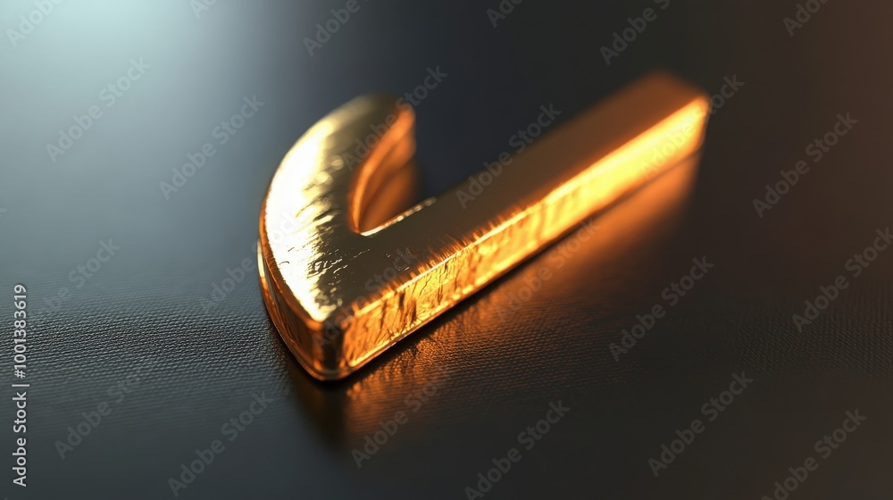 Bright shiny gold tick mark, indicating a correct choice or ...