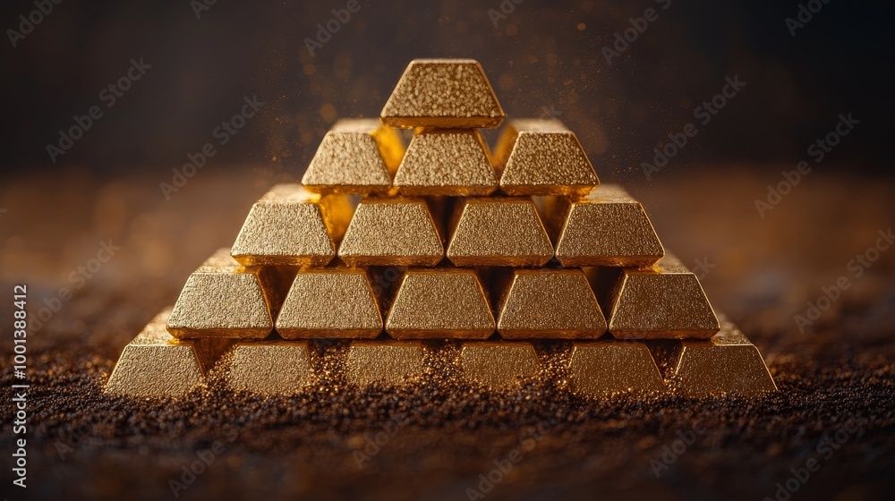 Gold bricks stacked in a pyramid, symbol of financial growth, gold ...