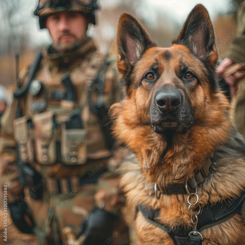 Trained K German Shepherd Police and Military Guard Dog with Officer ...