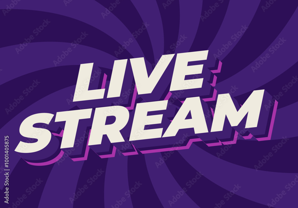 Live stream. Text effect in 3D style with modern colors Stock Vector ...