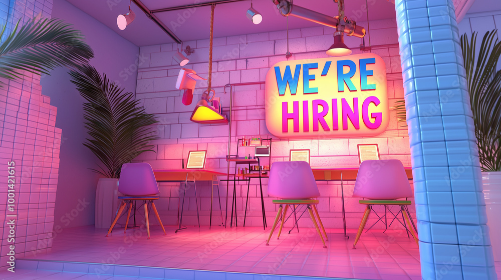 Beautiful Colorful 3D Render of 'We're Hiring' | Vibrant Job ...