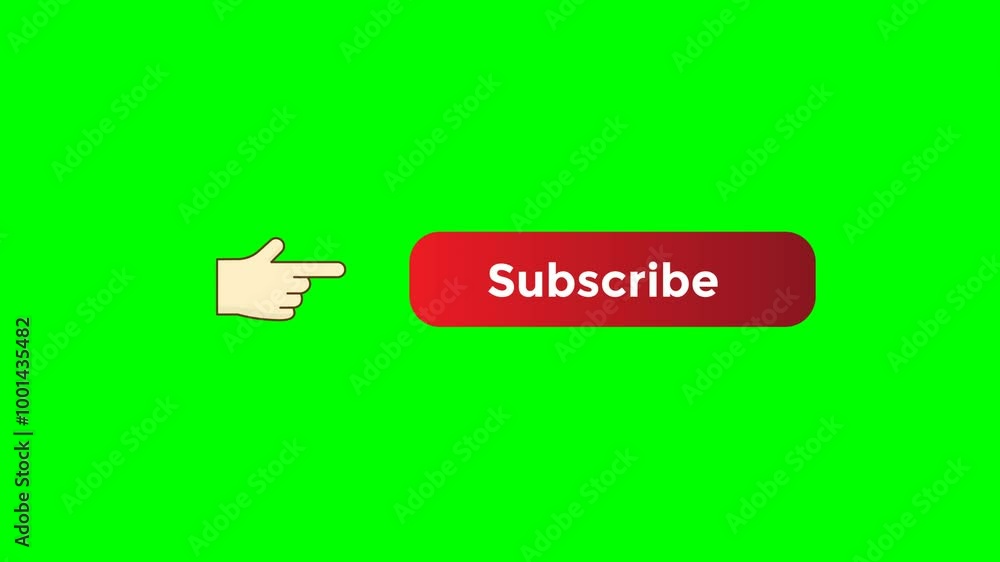 Subscribe button with hand cursor pop up animation with green screen ...