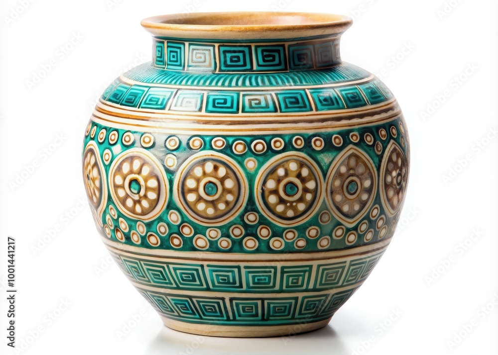 Intricately designed Greek-inspired ceramic vase featuring meandering ...