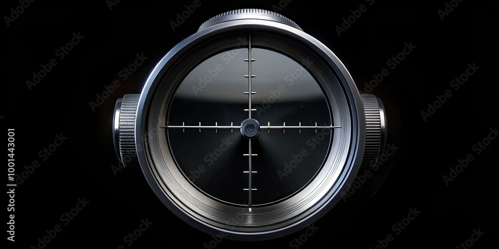 Isolated high-contrast sniper scope sight lens element on a black ...