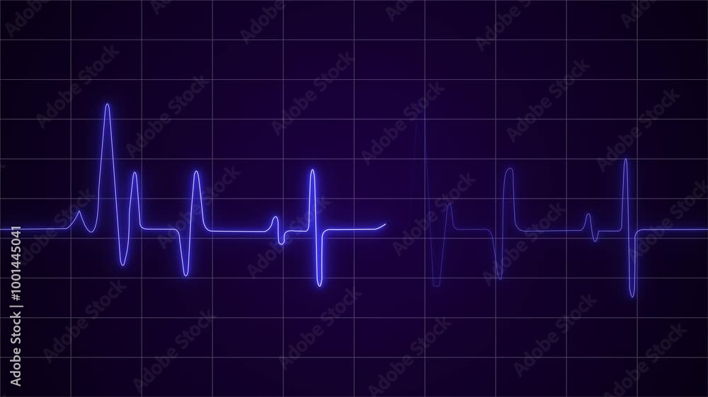 Neon heartbeat with grid isolated background. 4k seamless loop ...