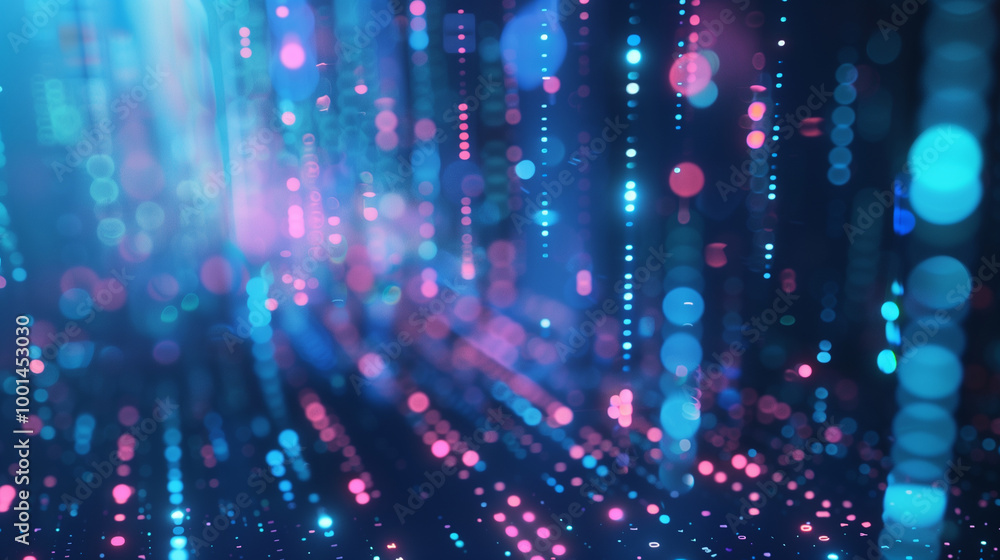 Digital matrix-style background with cascading lines of data, creating ...