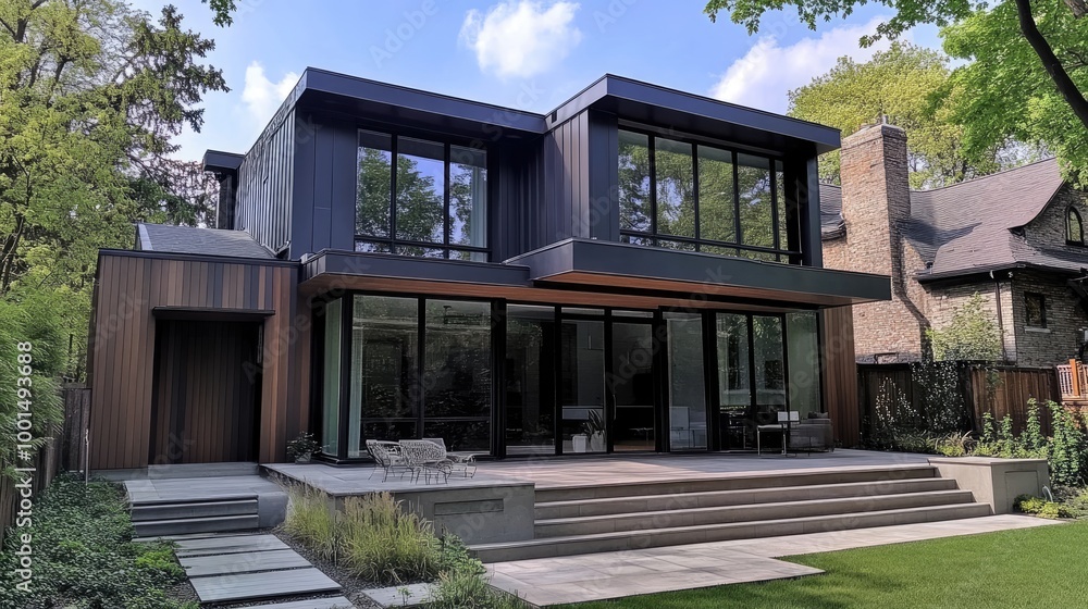 Transformation of a tired old house with broken windows, sagging roof ...